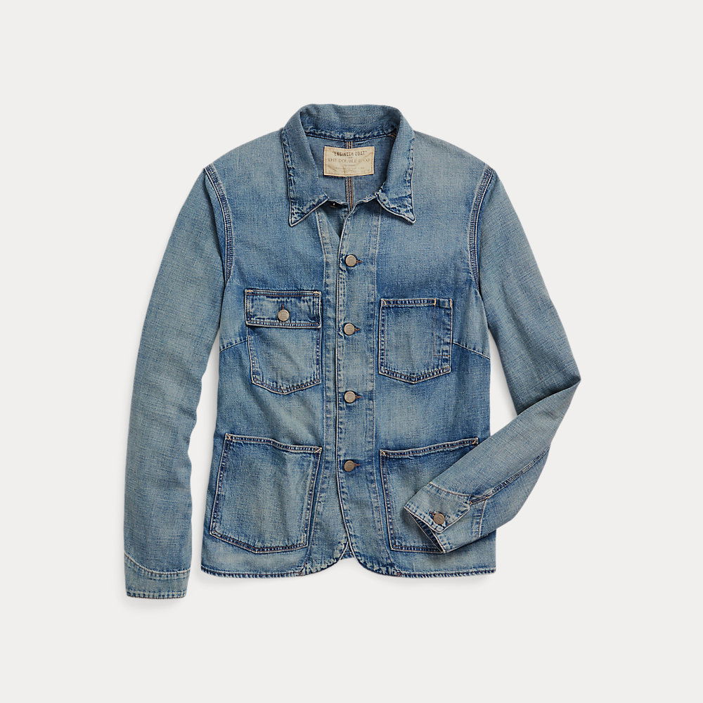 RALPH LAUREN RRL Cotton-Linen Denim Work Jacket in Blue | Endource