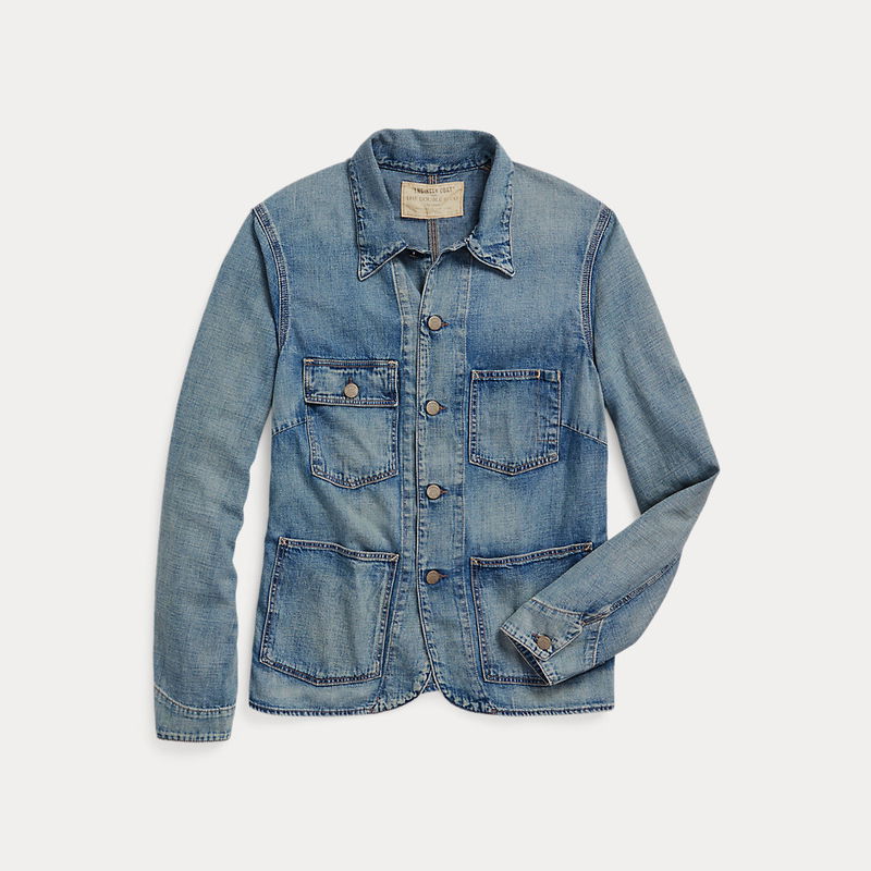 RALPH LAUREN RRL Cotton-Linen Denim Work Jacket in Blue | Endource