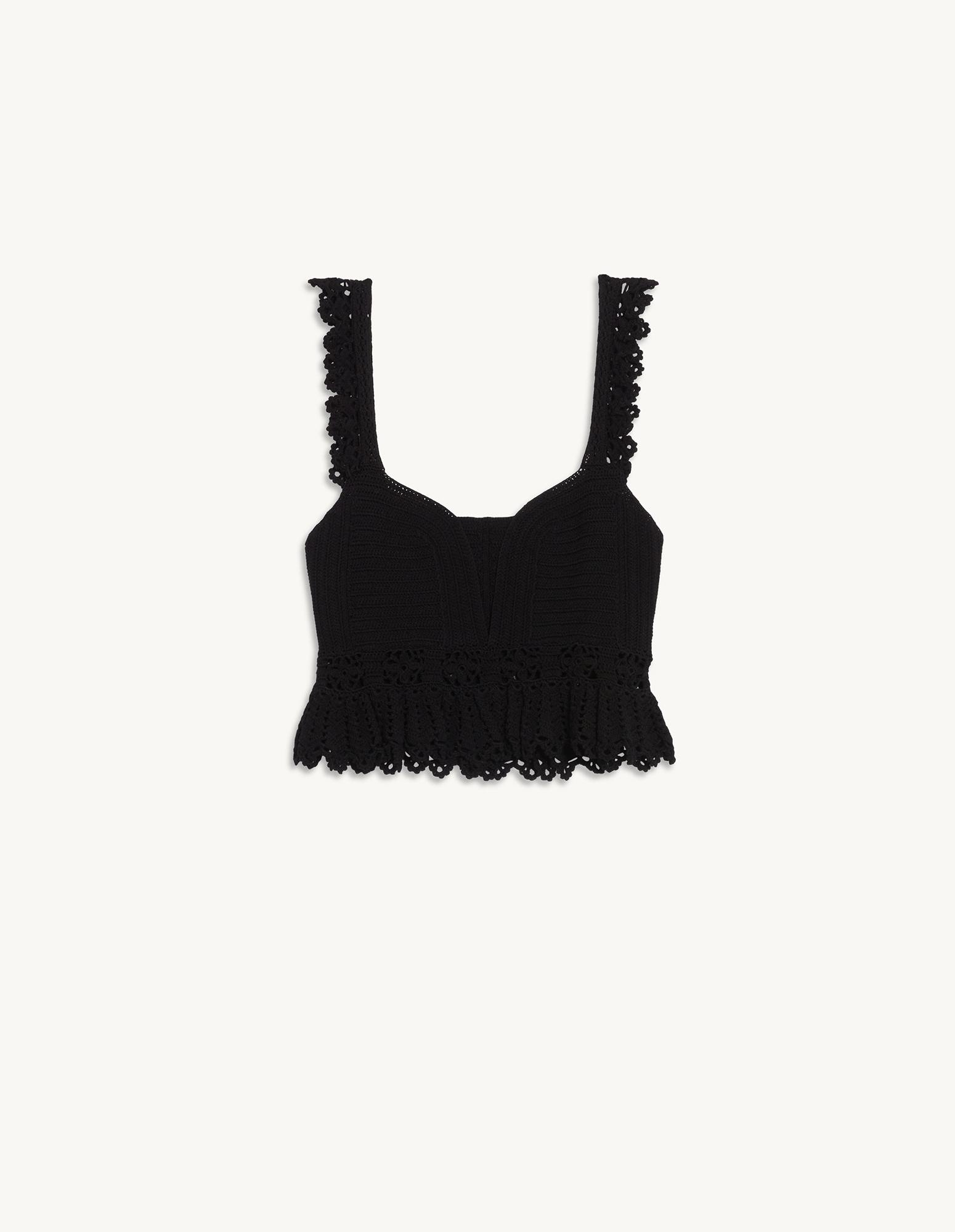 SANDRO Crochet Bustier Top in Black | Endource