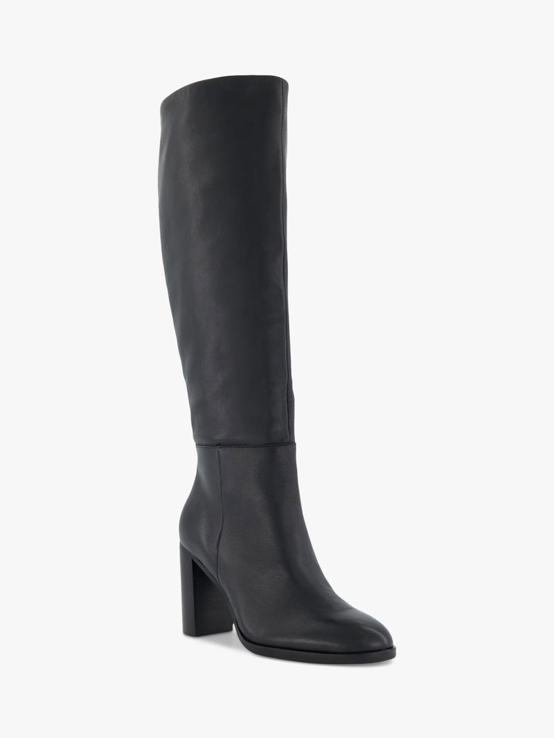 DUNE Sisily Leather Block Heel Knee High Boots in Black | Endource DUNE Sisily Leather Block Heel Knee High Boots in Black | Endource