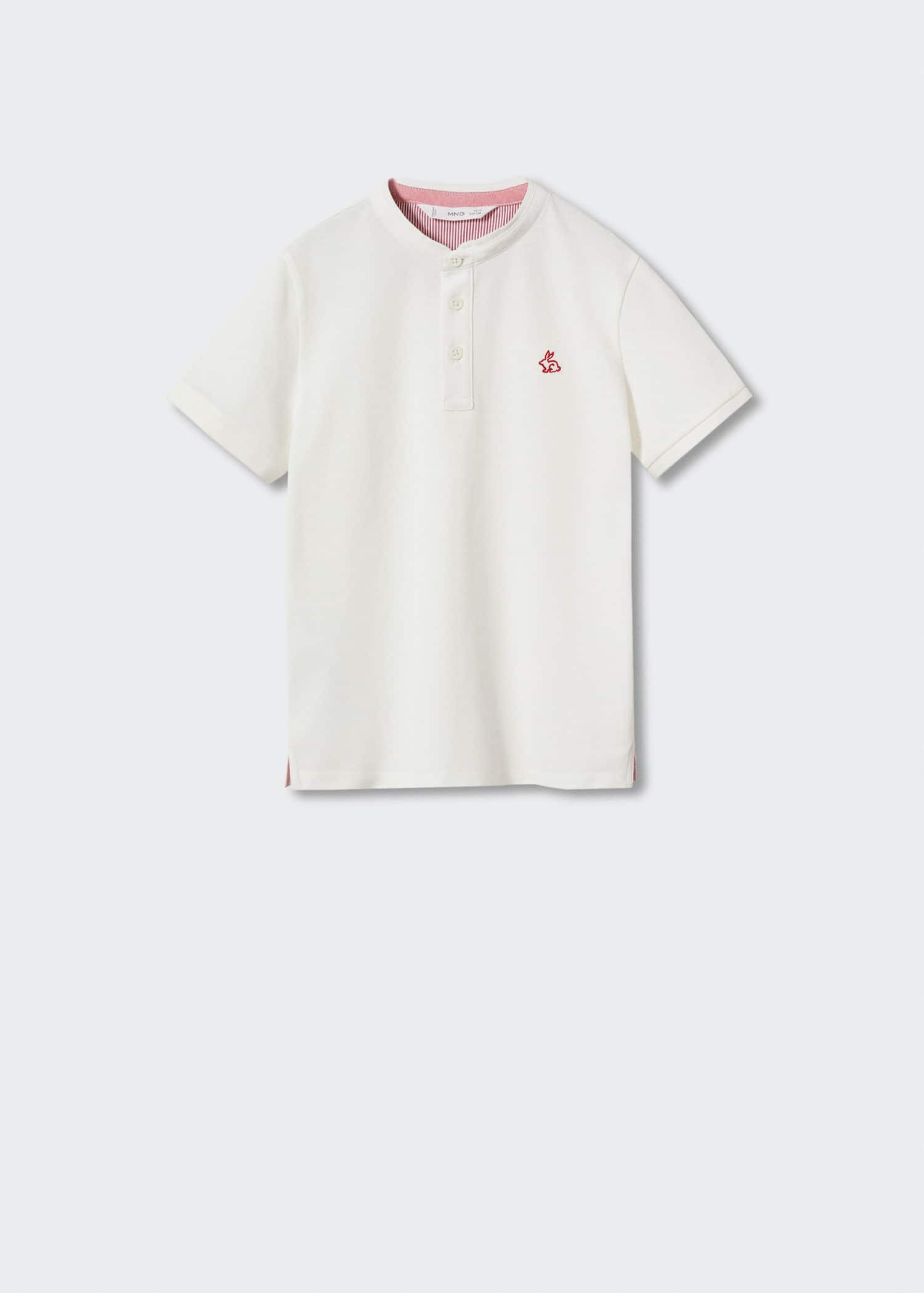 MANGO Mao Collar Polo Shirt in Off White | endource