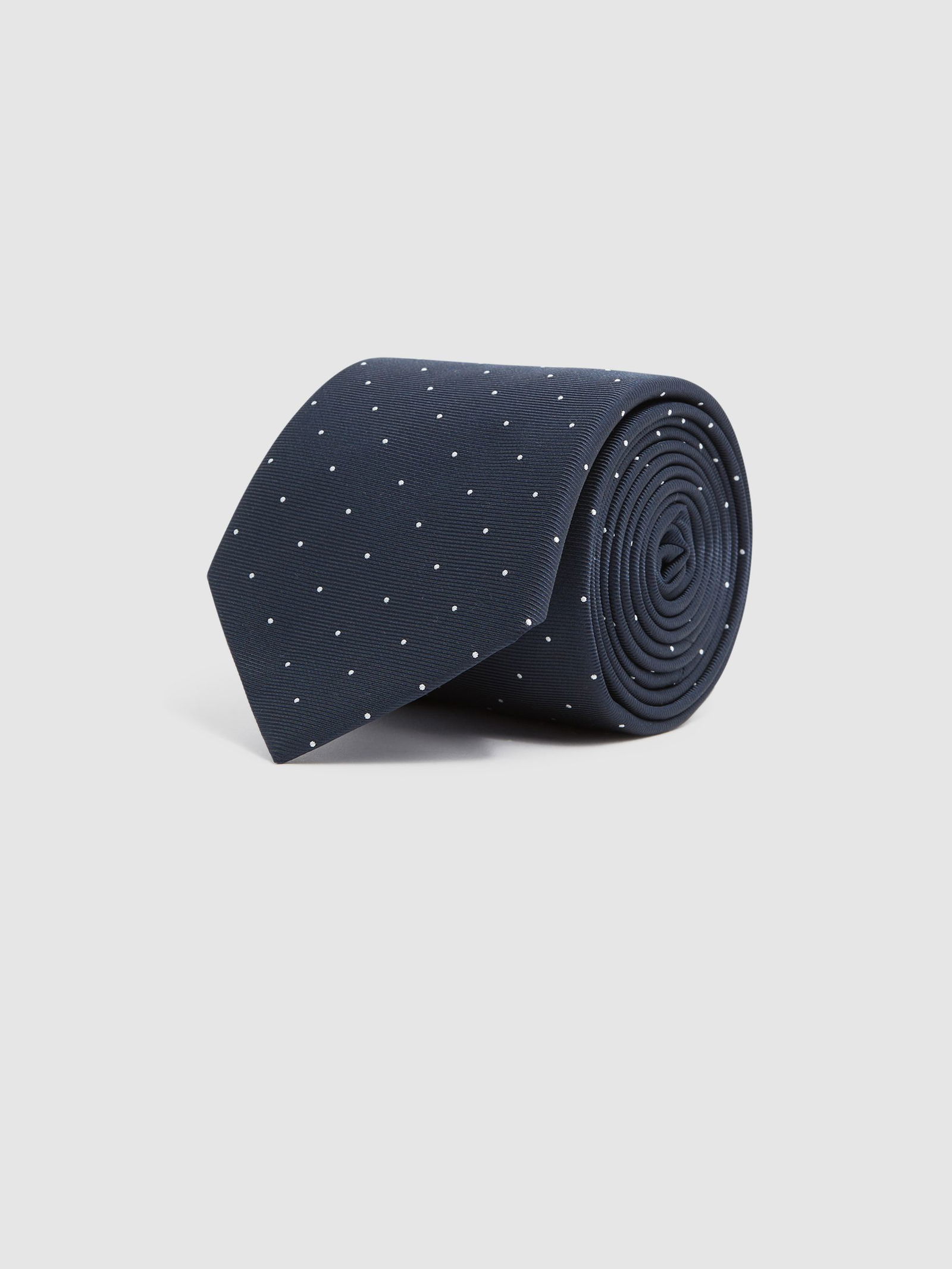 REISS Liam Polka Dot Silk Tie in Navy | Endource