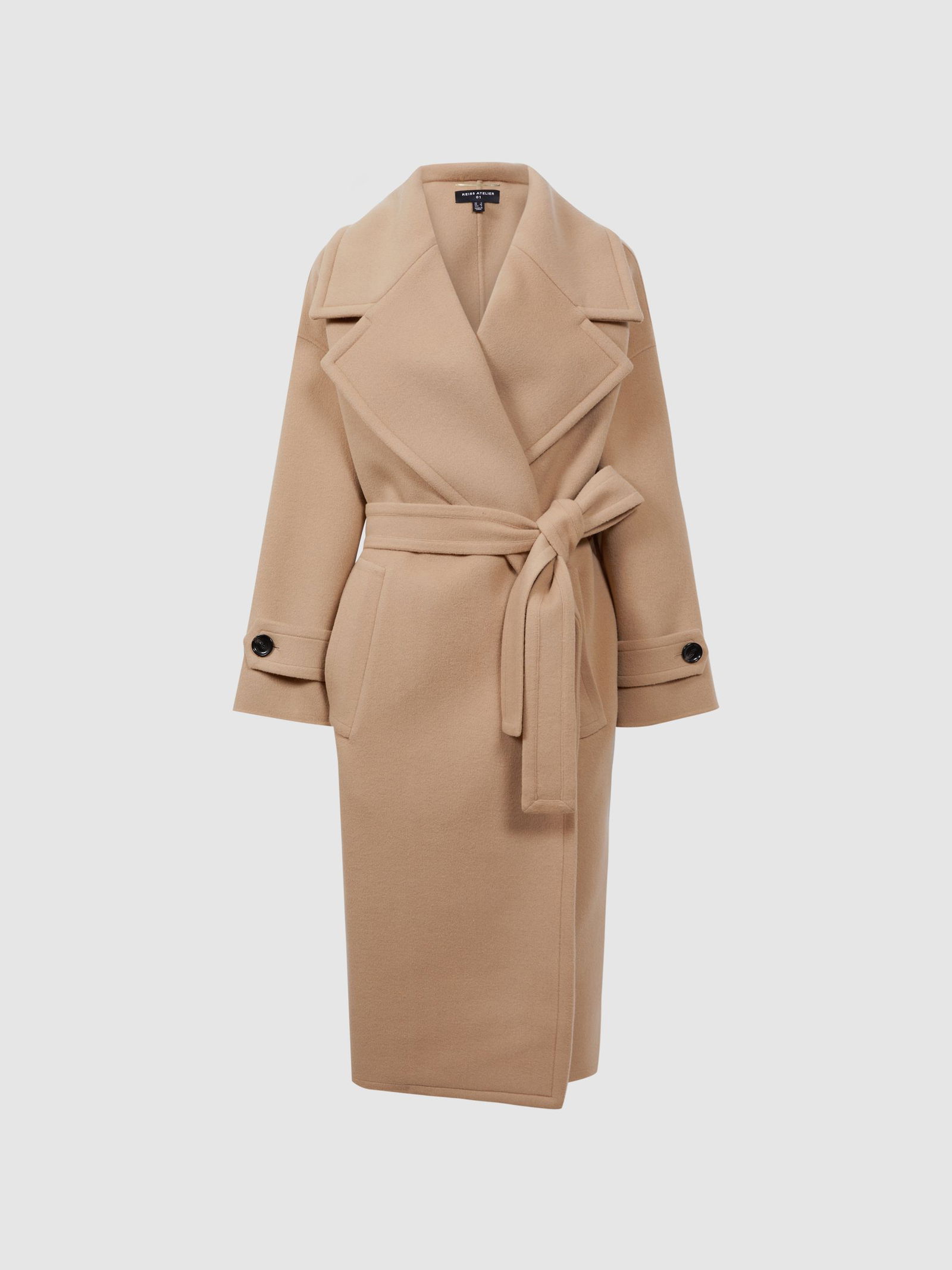 REISS Helena Atelier Cashmere Blindseam Coat in Camel | Endource