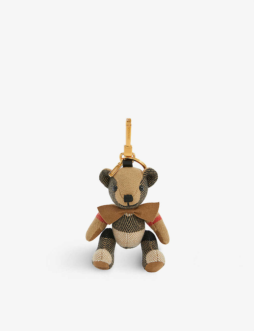 BURBERRY Thomas Bear Vintage Check Cashmere Keyring in Archive Beige ...