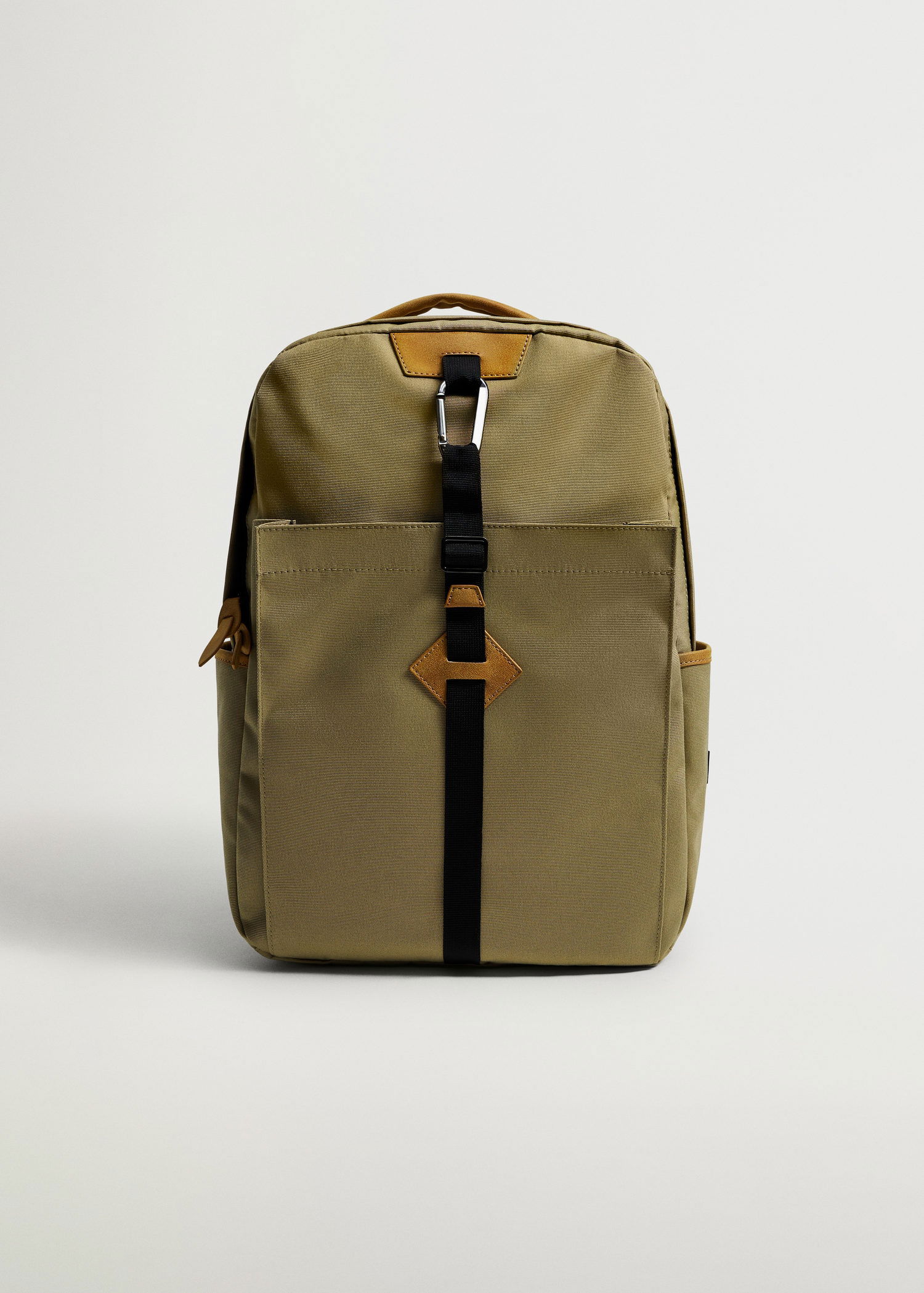 MANGO Multifunctional Contrasting Backpack in Khaki | Endource