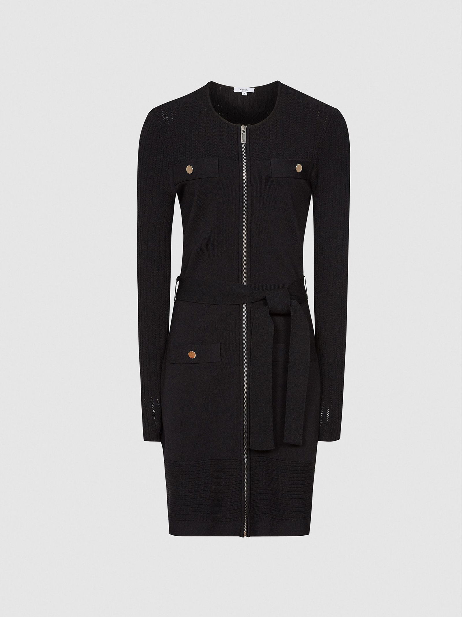 REISS Emily Knitted Mini Dress With Zip Detail | endource