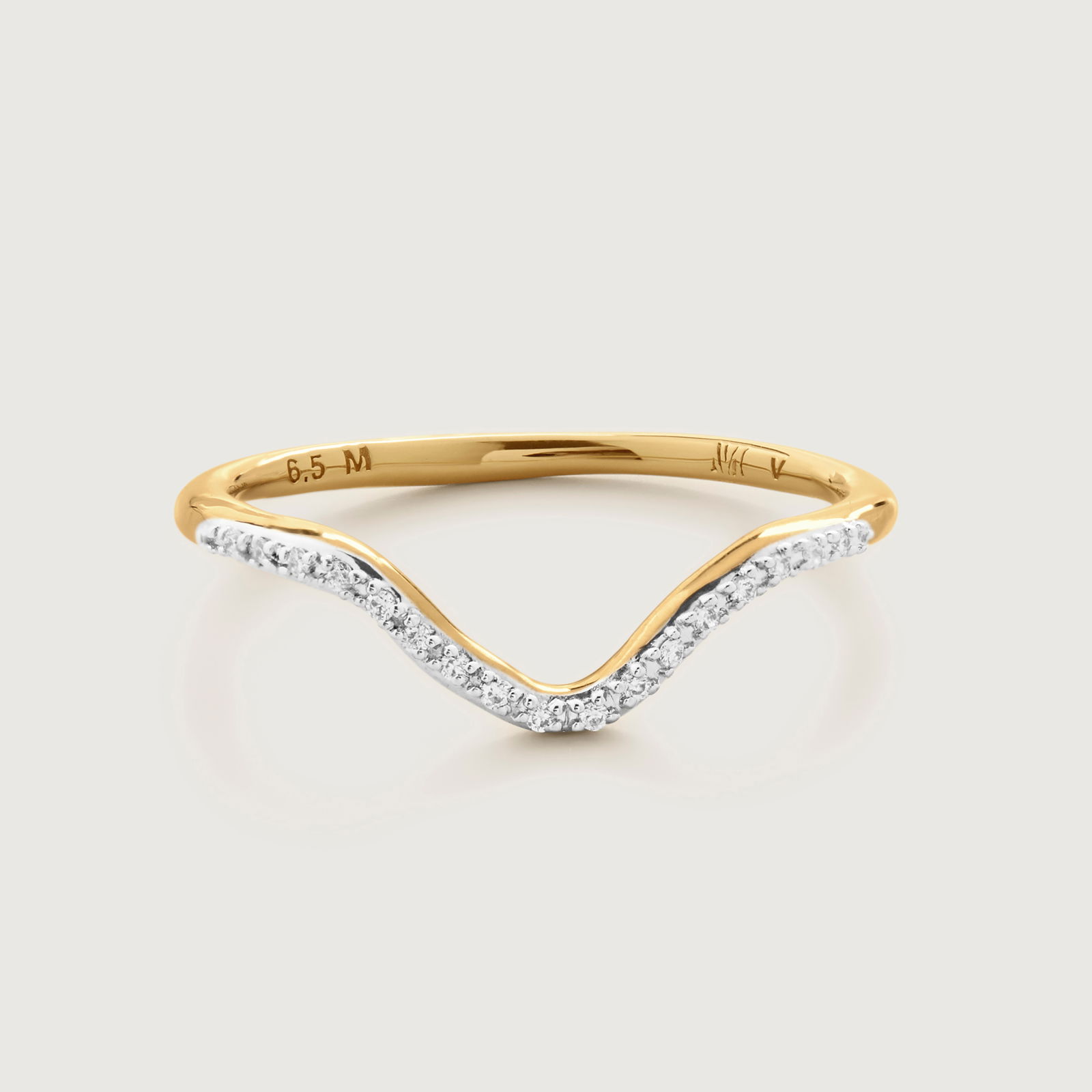 MONICA VINADER Riva Diamond Wishbone Stacking Ring in 18k Gold Vermeil ...