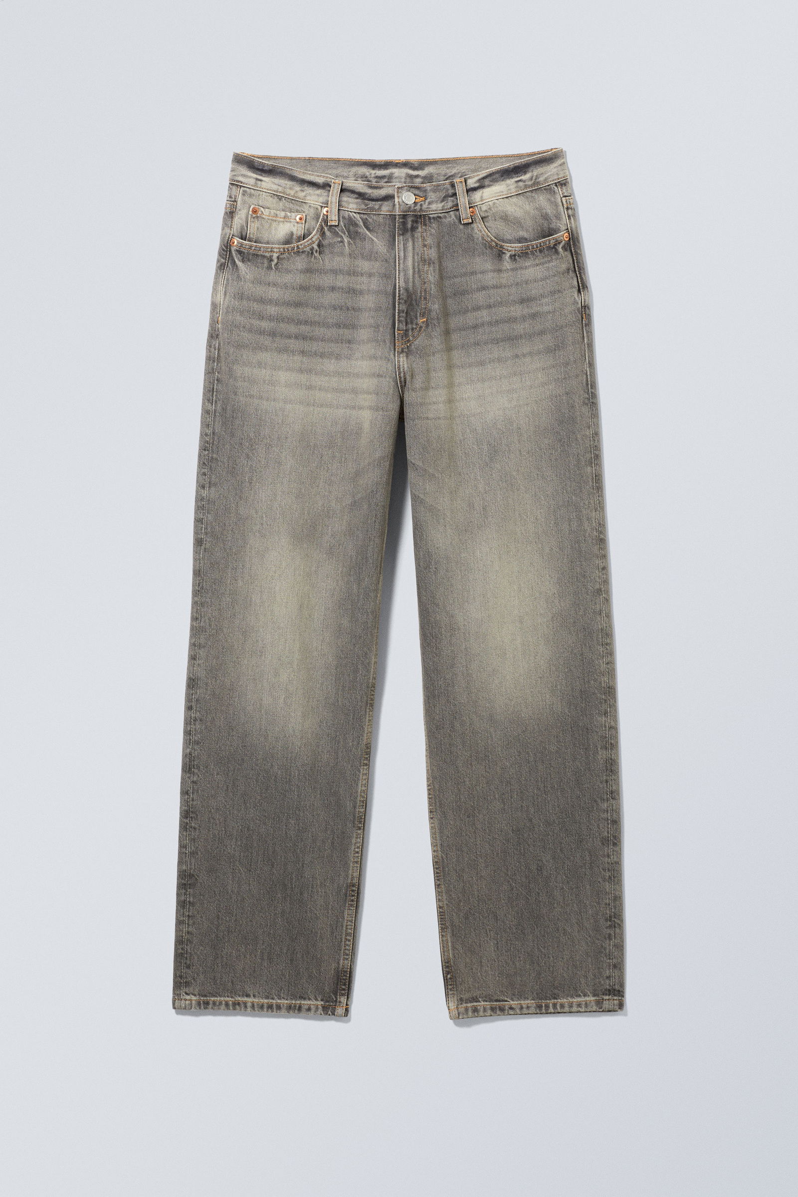 WEEKDAY Galaxy Loose Straight Jeans in Canyon Grey - Medium Grey | endource