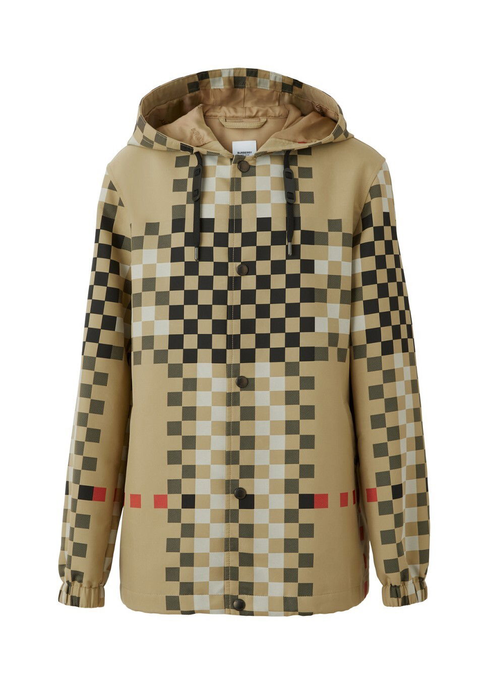 BURBERRY Pixel Check Nylon Hooded Jacket | endource