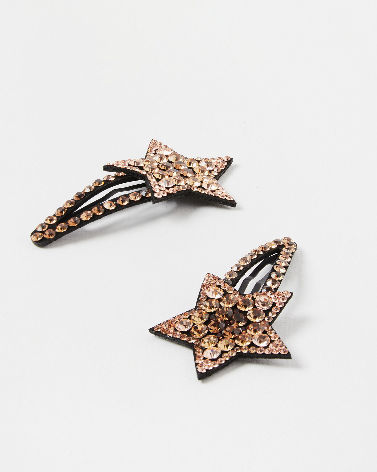 OLIVER BONAS Maya Sparkle Star Hair Clips Pack Of Two in Brown/Copper ...