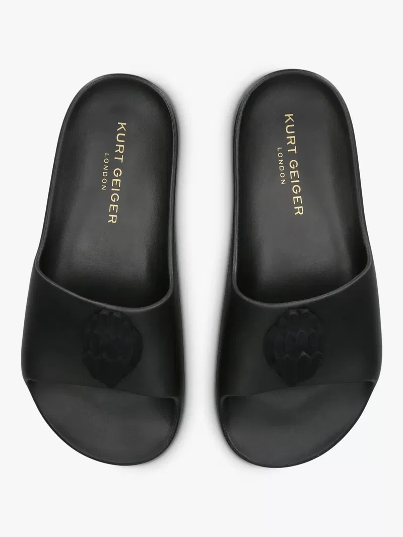 KURT GEIGER LONDON Eagle Plain Chunky Sliders in Black | endource