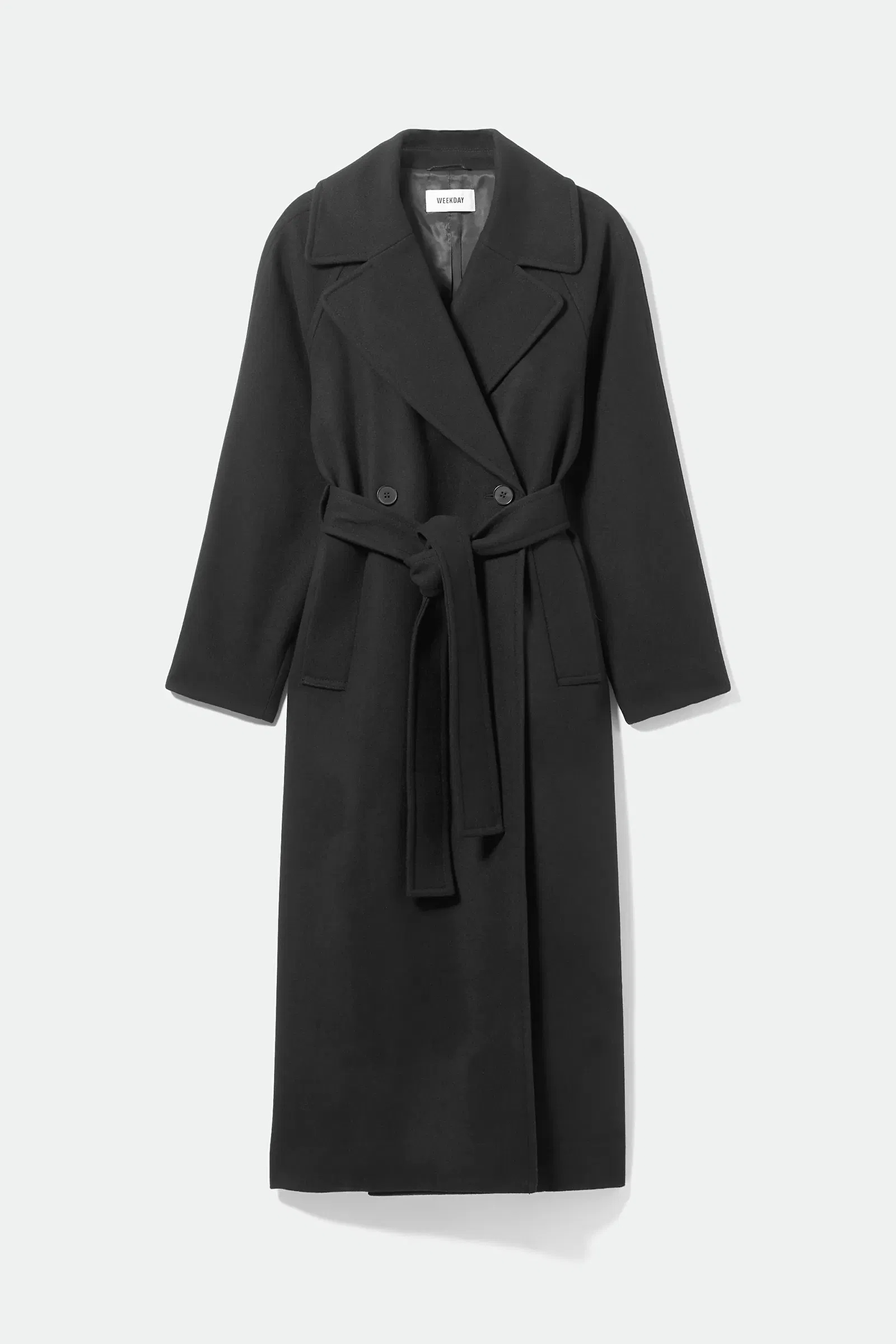 WEEKDAY Kia Oversized Wool Coat in Black | Endource