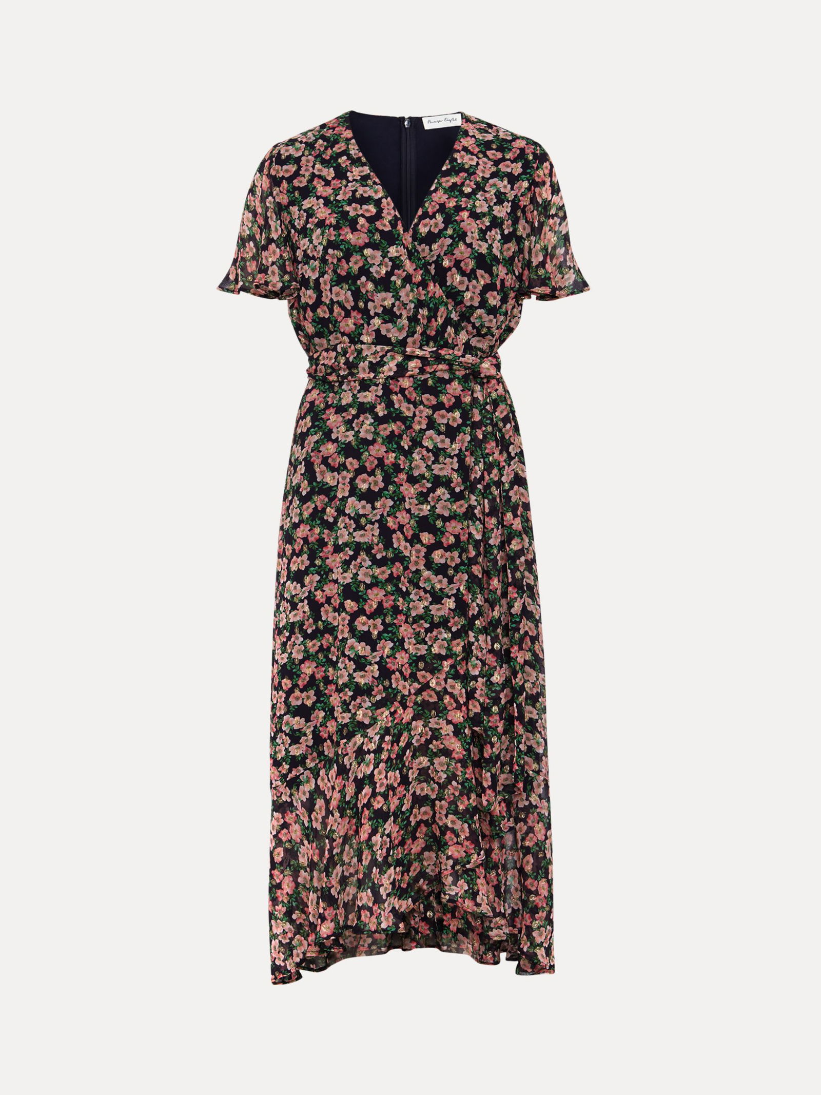 PHASE EIGHT Juliette Gold Fil Coupé Detail Floral Wrap Midi Dress in ...