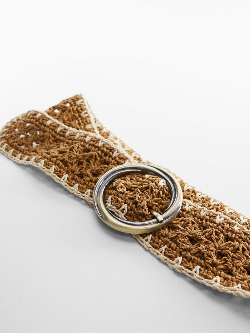 MANGO Marta Braided Raffia Belt in Brown/Multi | Endource