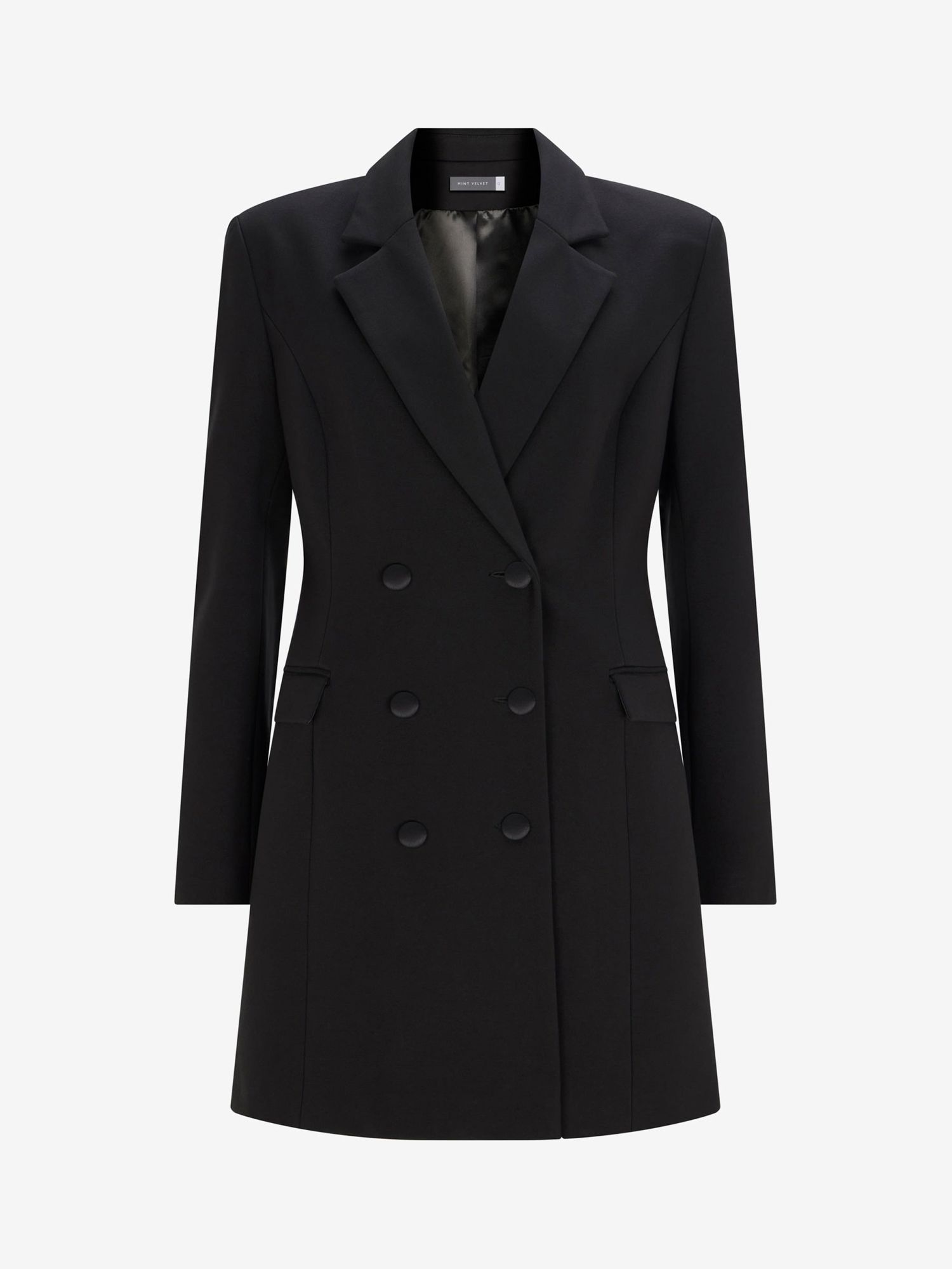 MINT VELVET Mini Blazer Dress in Black | endource