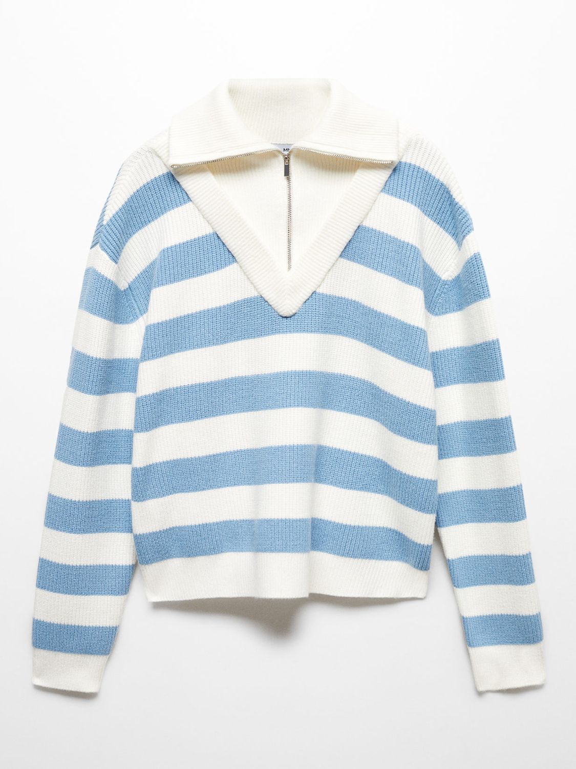 MANGO Empire Zip Neck Jumper in Light Pastel Blue | endource
