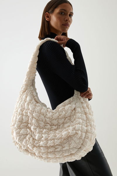 COS Recycled Polyester Quilted Oversized Shoulder Bag in Off-white ...