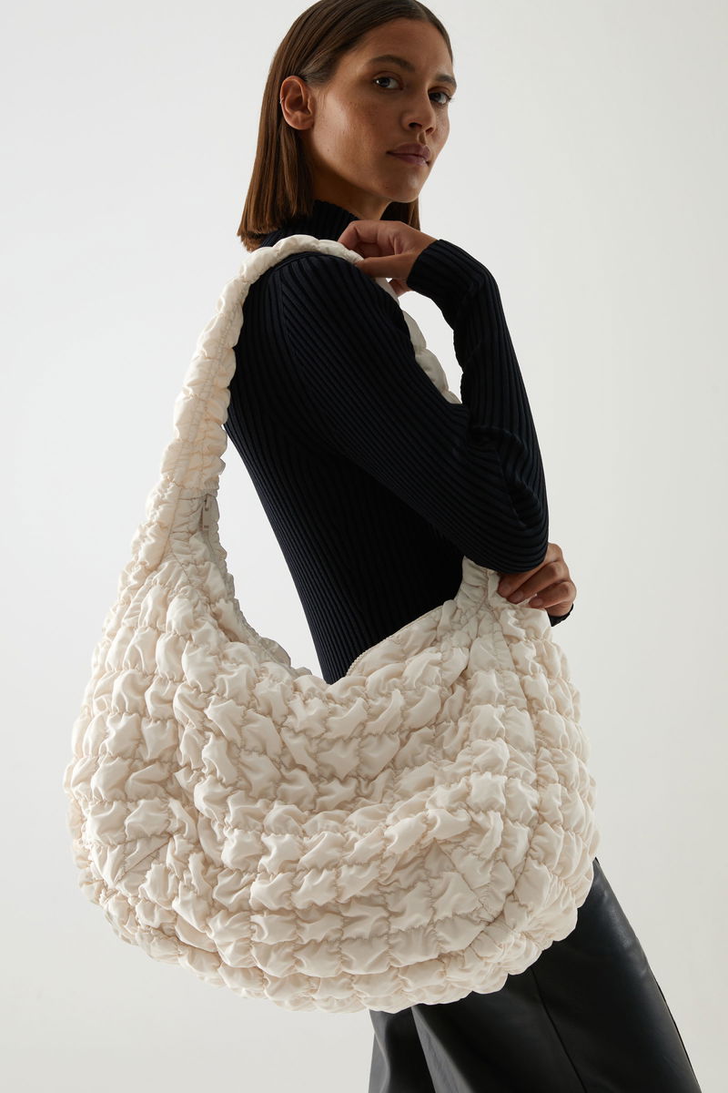 COS Recycled Polyester Quilted Oversized Shoulder Bag in Off-white ...