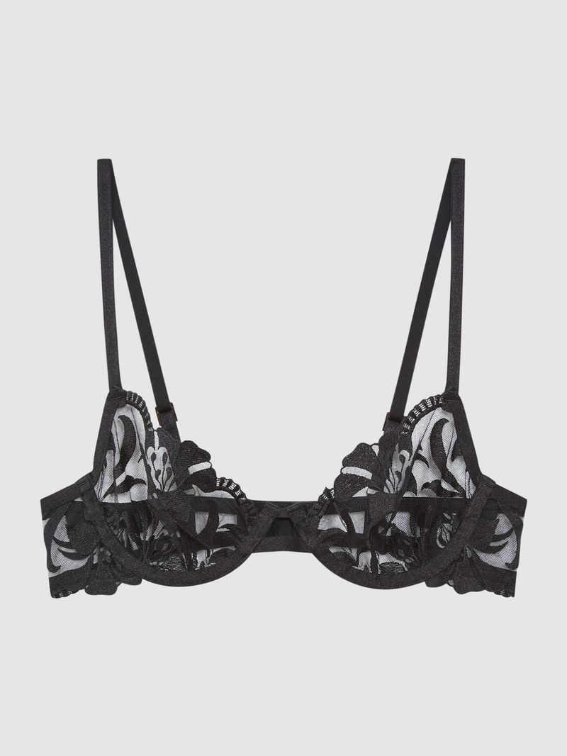 BLUEBELLA Mesh Embroidered Bra in Black | Endource