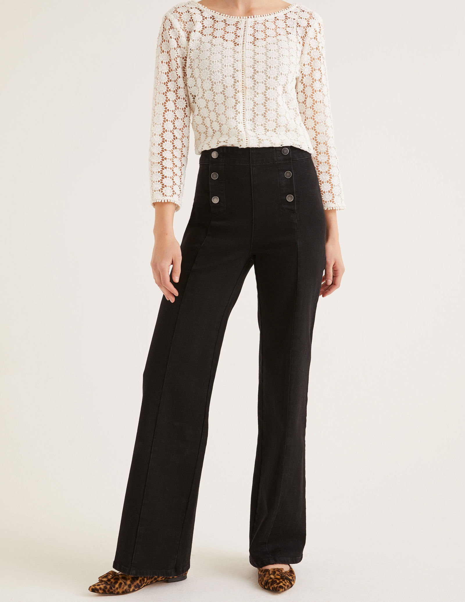 Boden Sailor Wide Leg Jeans In Washed Black Endource