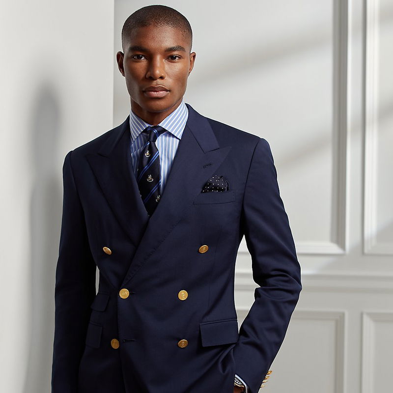 RALPH LAUREN PURPLE LABEL Gregory Hand-Tailored Peak-Lapel Blazer in ...