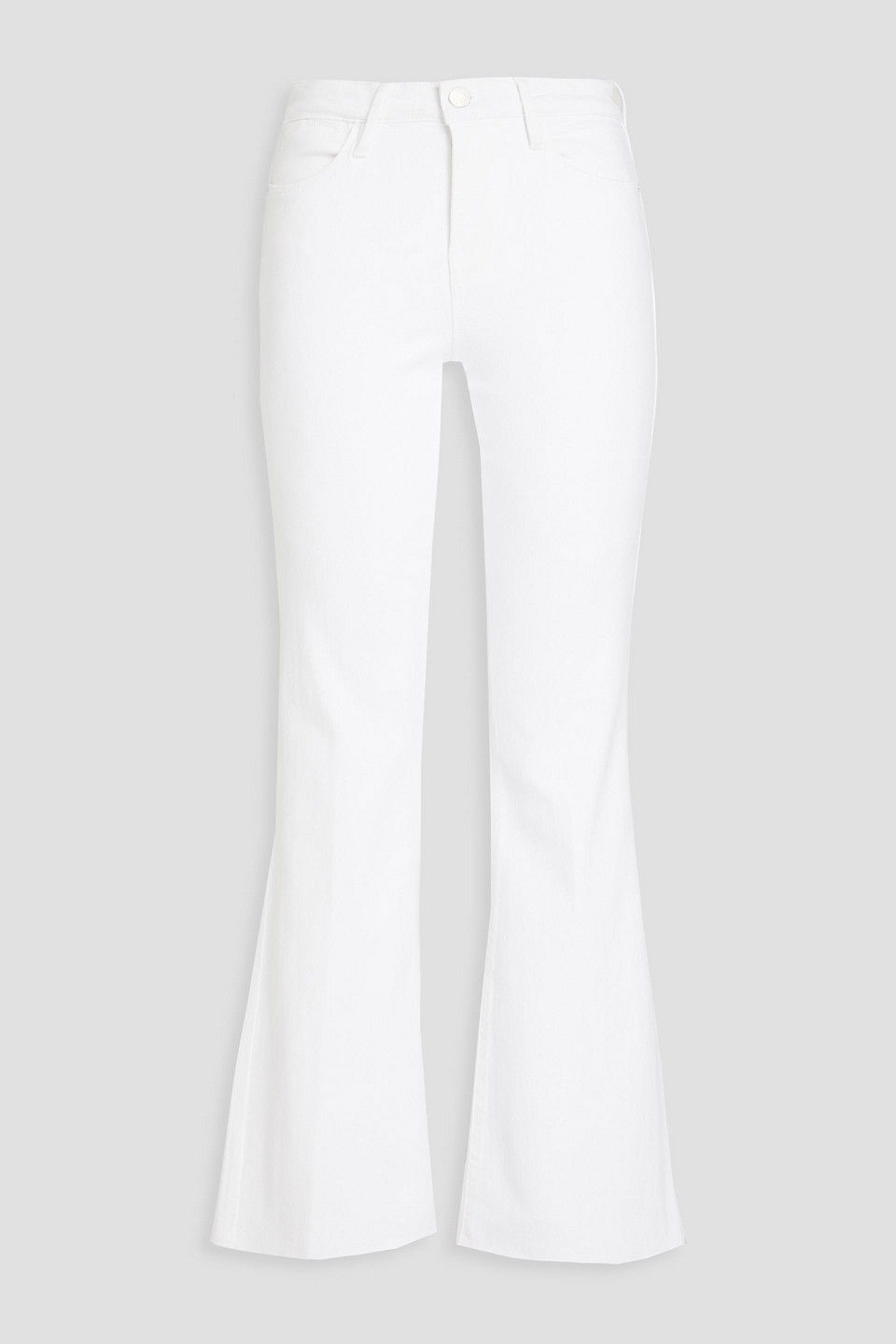 FRAME Le Easy Flare High-Rise Flared Jeans in White | Endource