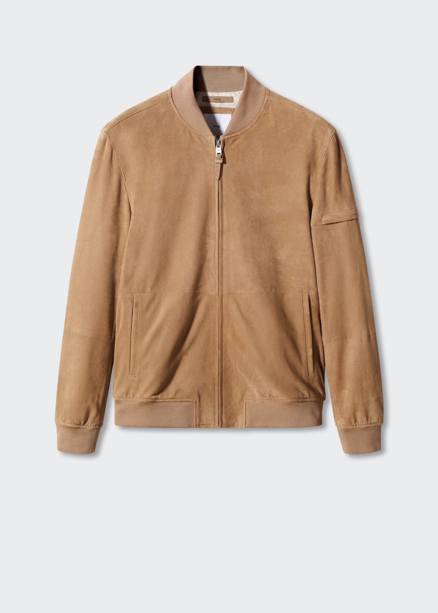 MANGO Leather Bomber Jacket | endource