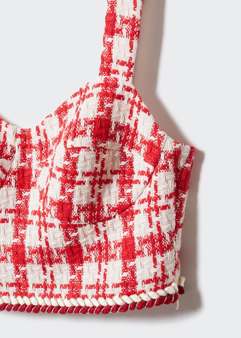 MANGO Tweed Corset Top in Red | endource
