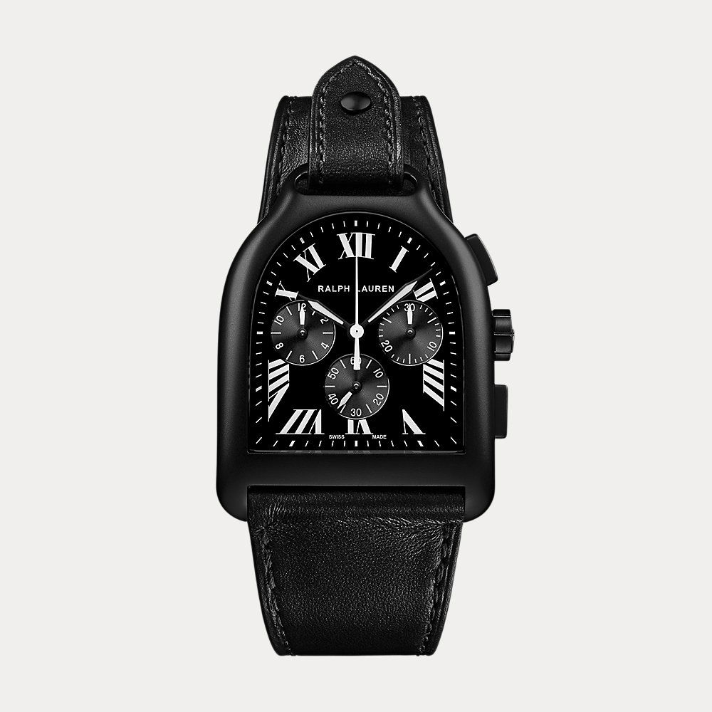 RALPH LAUREN Large Chronograph Steel Black Finish Watch in Black | endource