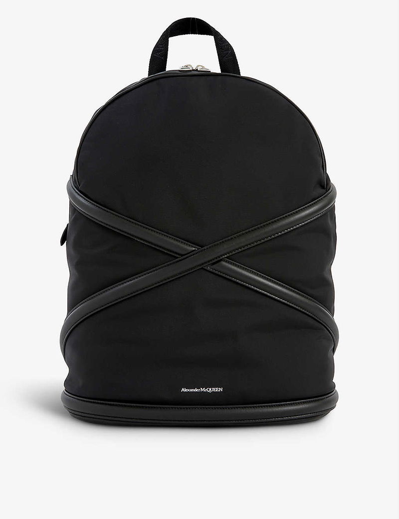 ALEXANDER MCQUEEN Logo-Print Shell Backpack in BLACK | Endource