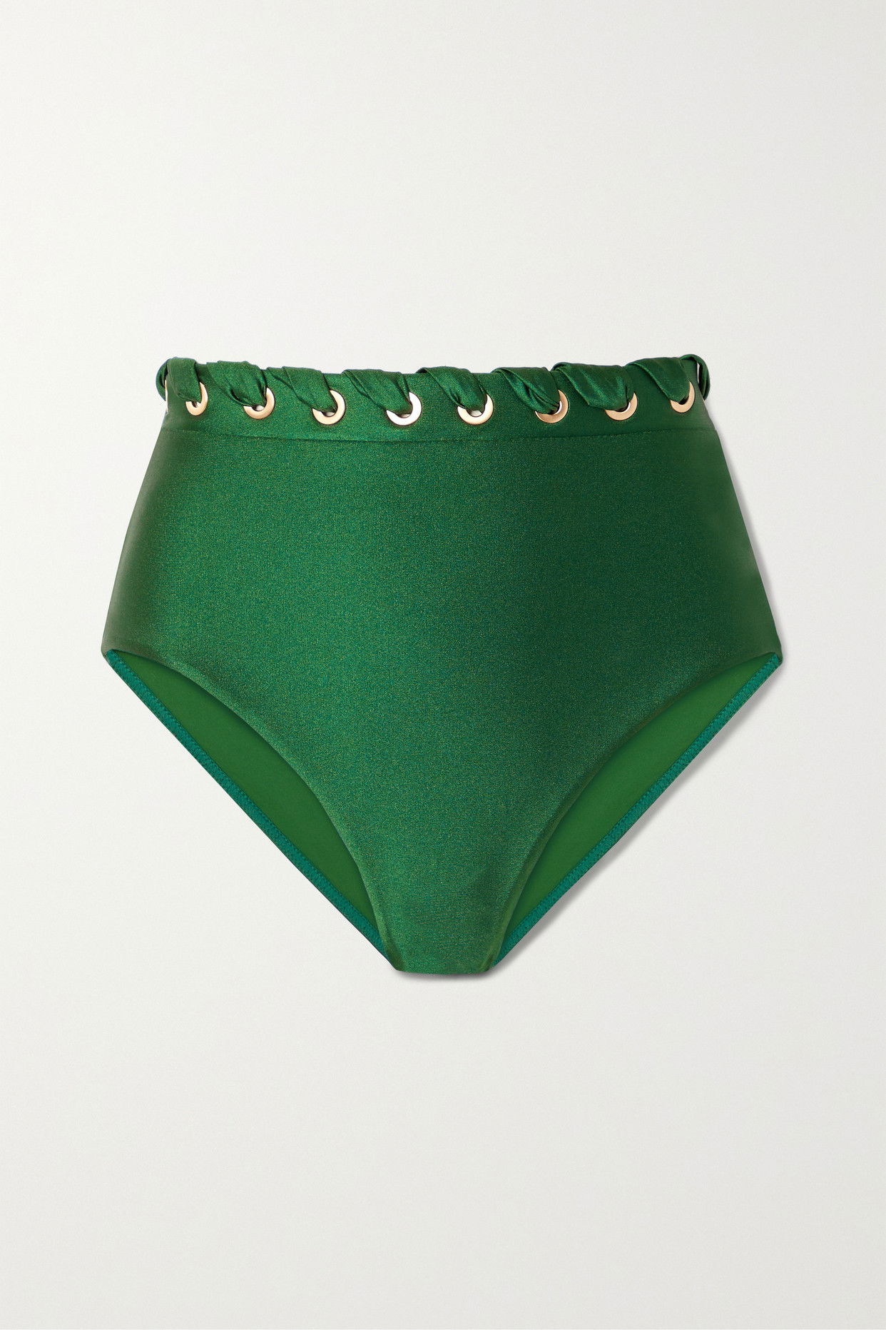 Zimmermann Devi Eyelet Embellished Bikini Briefs In Green Endource