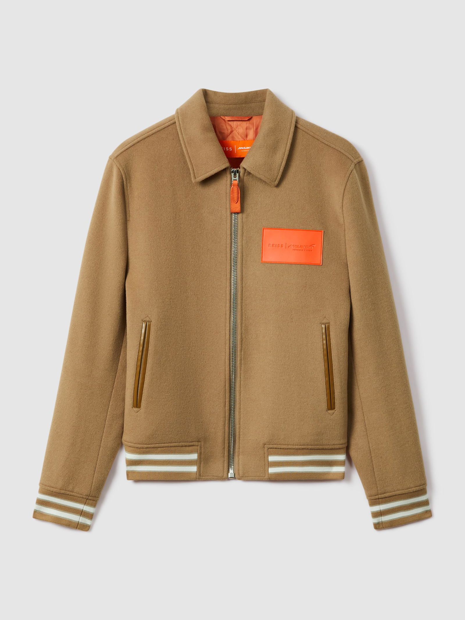 REISS Reiss x McLaren F1 - Matthew Wool Blend Leather Patch Varsity ...