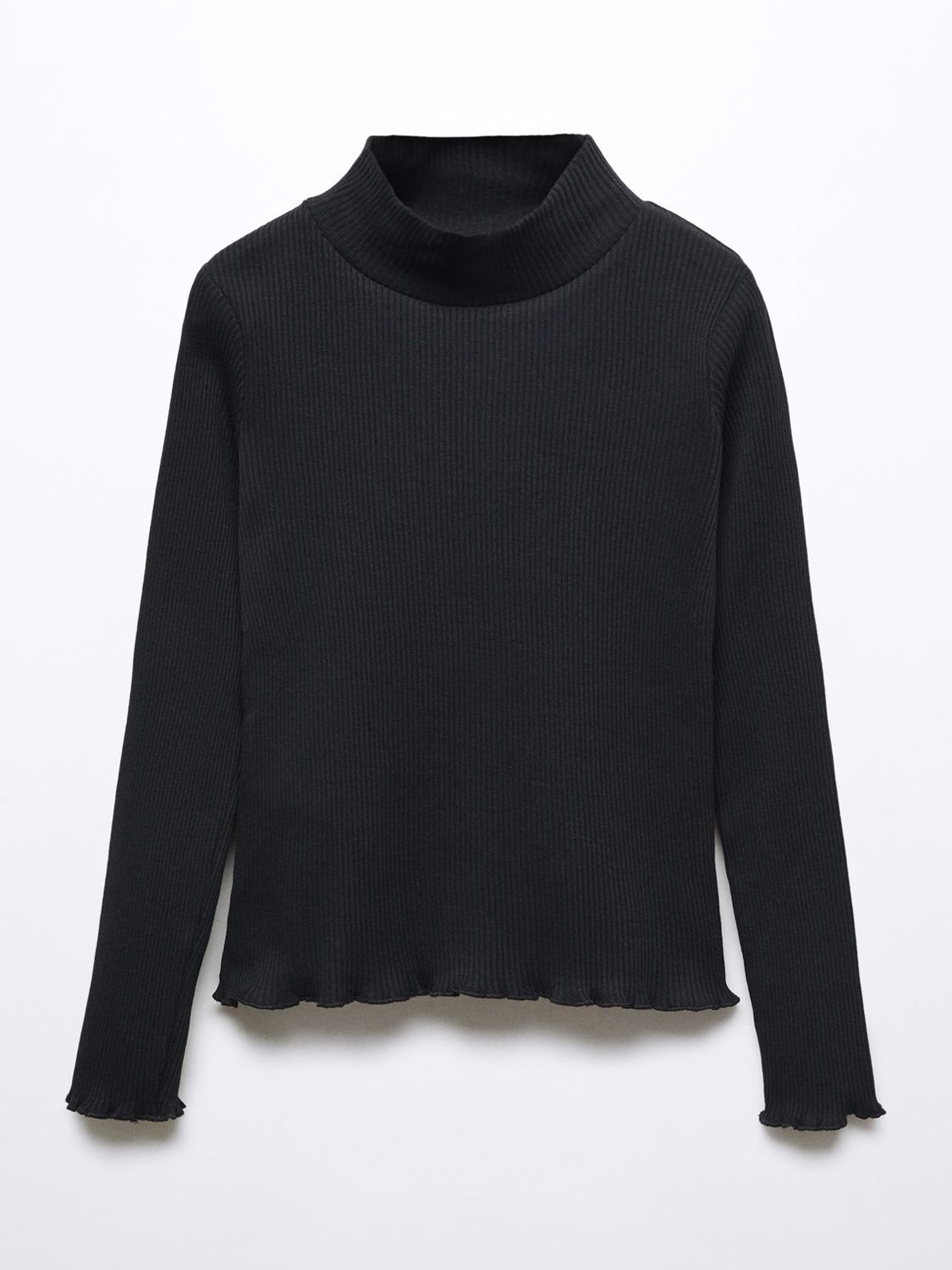 MANGO Turborib Ribbed High Neck Top in White | endource