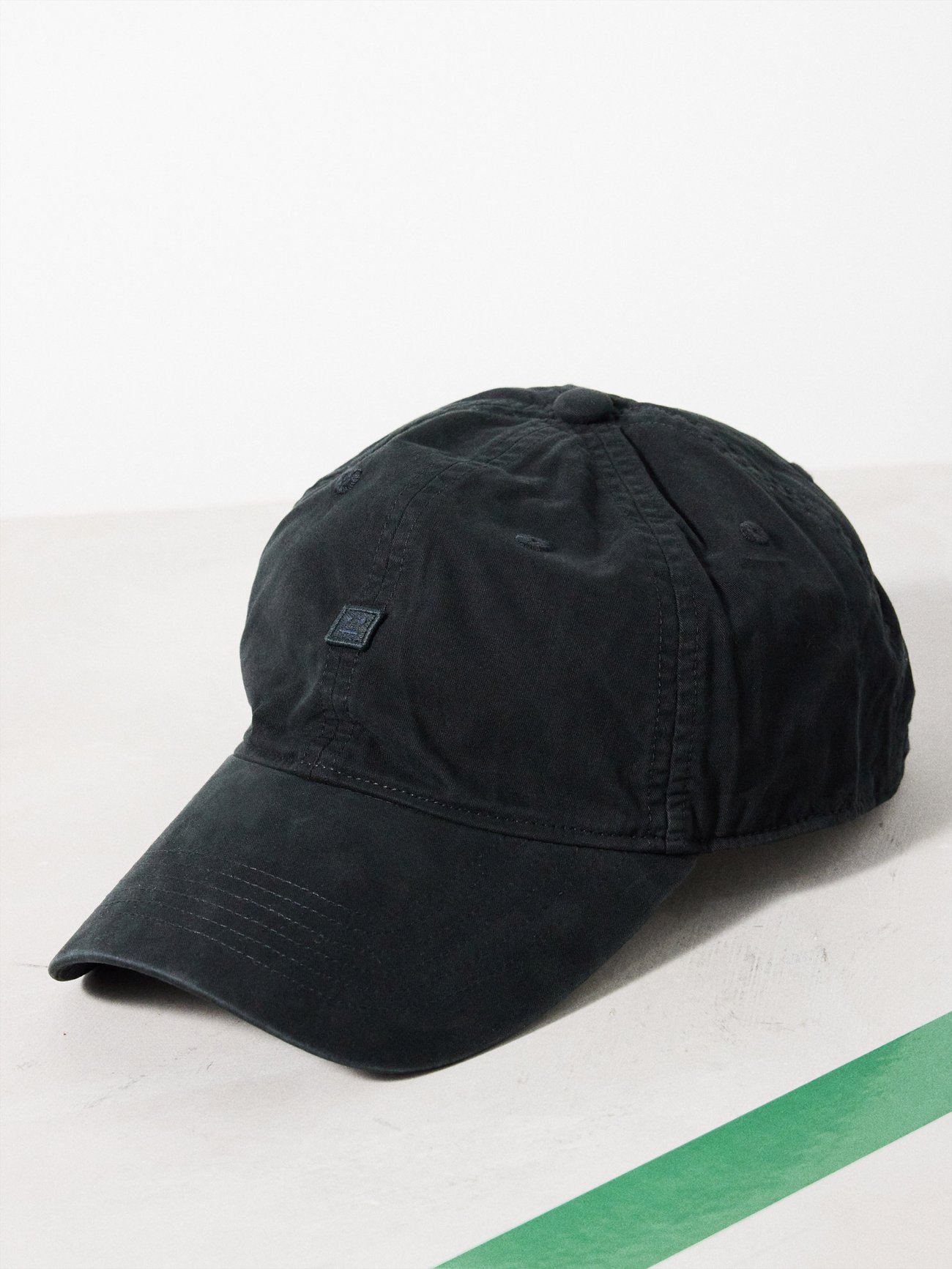 ACNE STUDIOS Cunov Logo-Patch Cotton-Twill Cap in Black | endource
