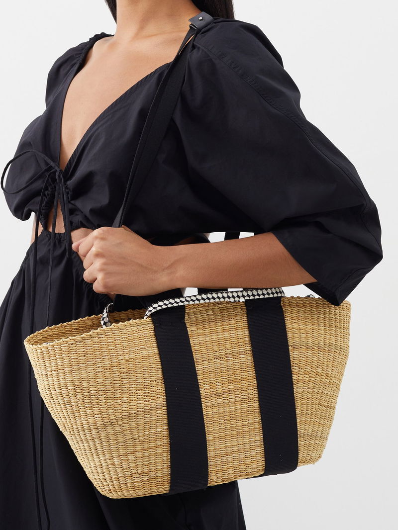 MUUÑ George Canvas-Trim Woven Basket Bag | endource