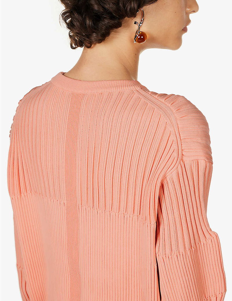 CFCL Fluted Pleated Recycled-Polyester Top in SALMON | Endource