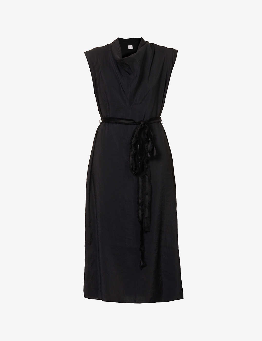 TOTEME Folded-Neck Fringed-Belt Midi Dress | endource