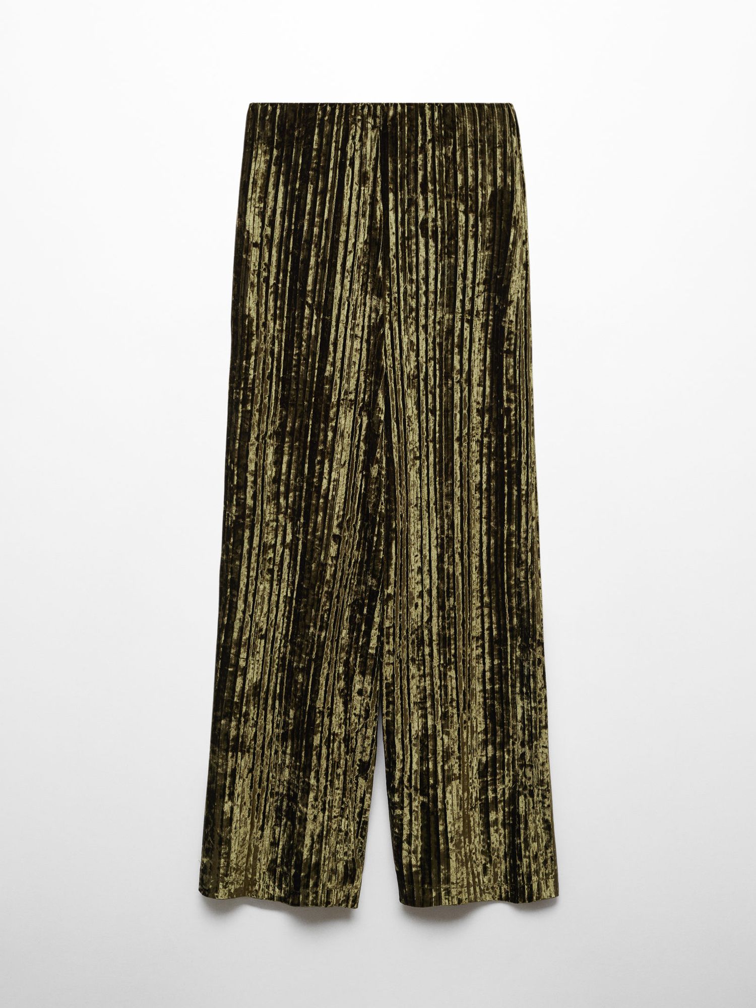 MANGO Xgogo Straight Velvet Trousers in Green | endource