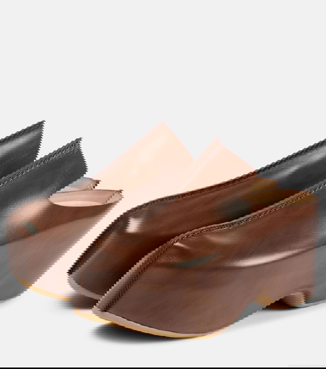 JW ANDERSON Leather Platform Clogs in Brown | Endource