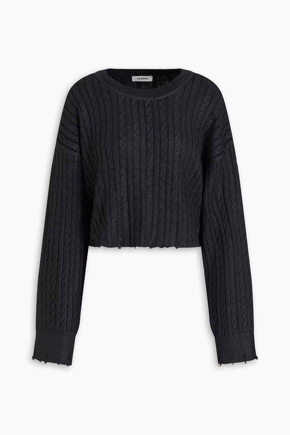SANDRO Cable-Knit Cotton And Wool Sweater | endource