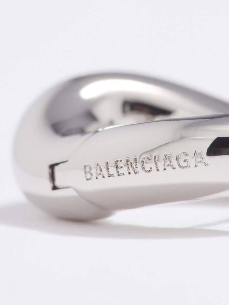BALENCIAGA Loop Link Hoop Earrings in Silver | endource