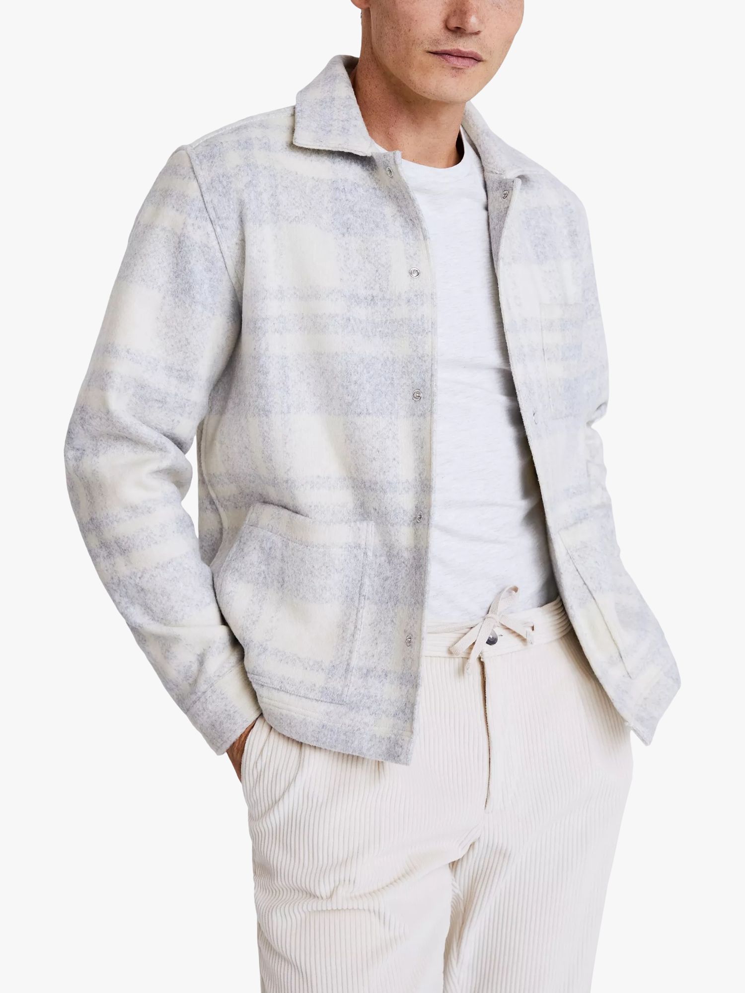 MOSS Wool Blend Check Chore Shacket in Neutrals | endource