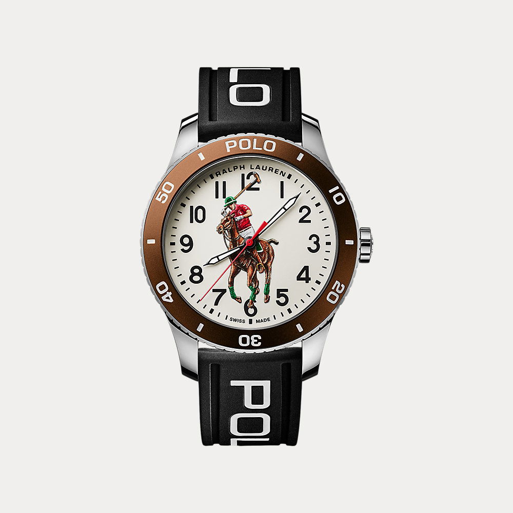 POLO RALPH LAUREN Polo Watch Brown Bezel White Dial in White | endource