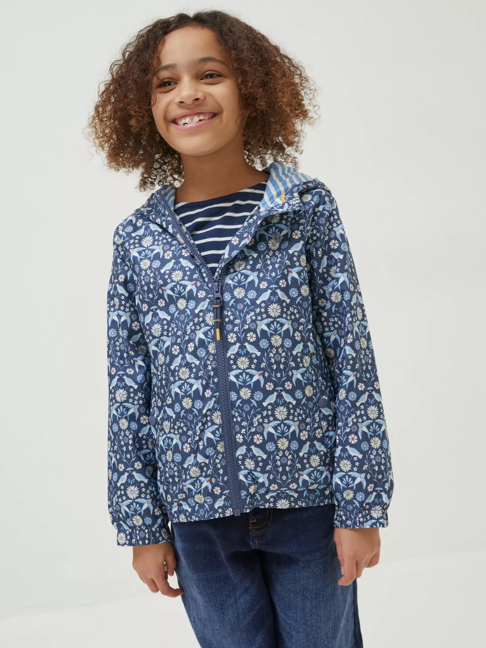 FATFACE Bird Tile Jacket in Blue | endource