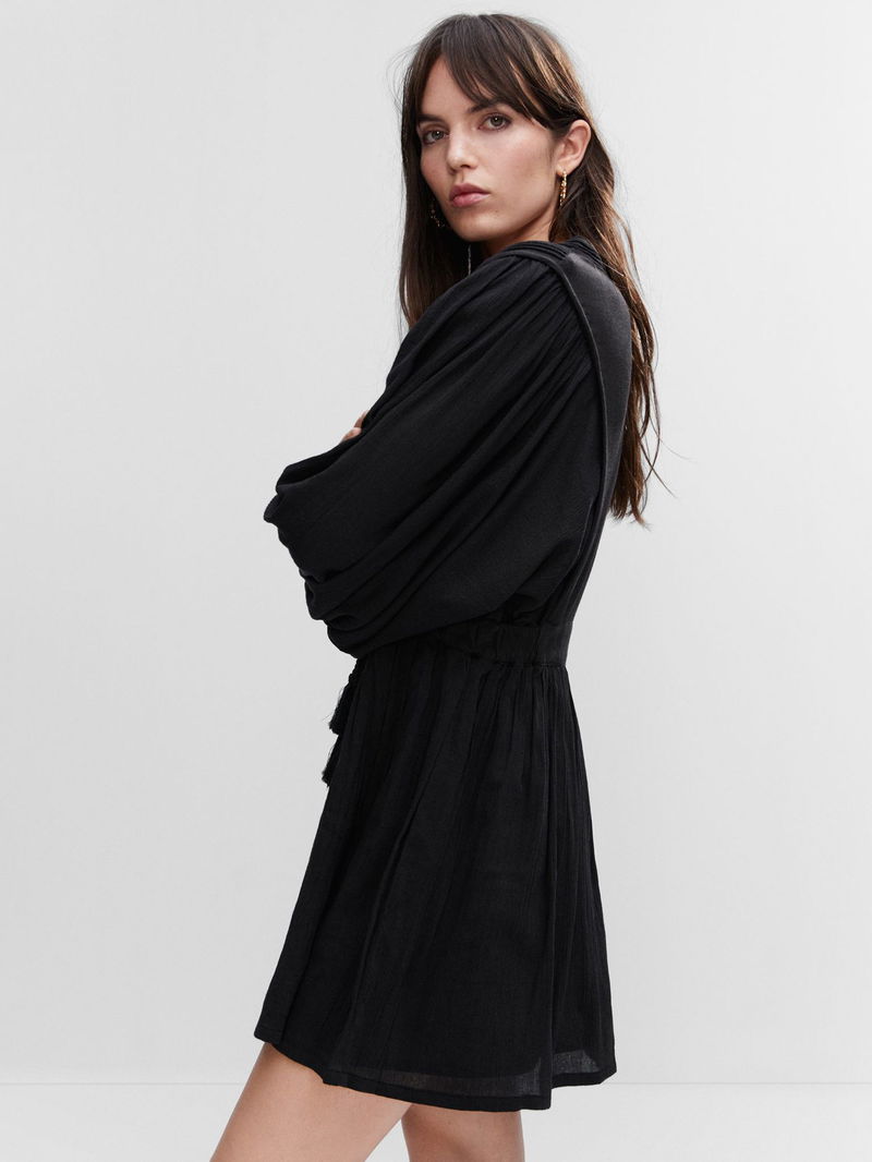 MANGO Lace Up Mini Dress in Black | Endource