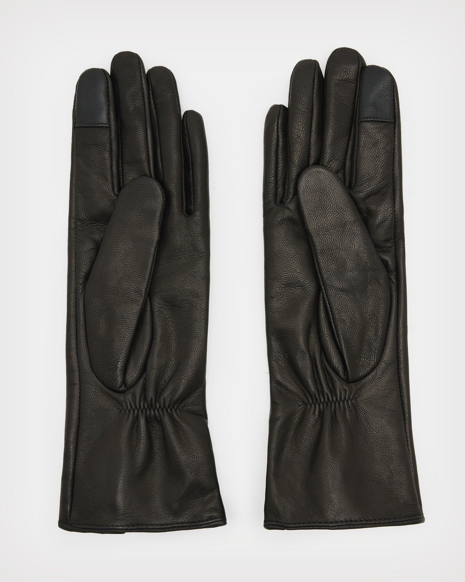 ALLSAINTS Sara Zip Leather Gloves in Black | endource