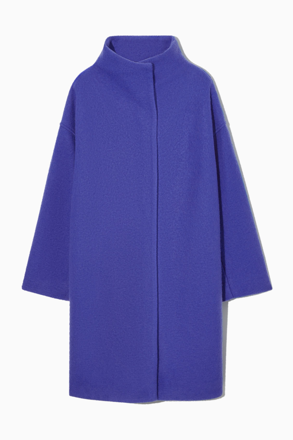 COS Funnel-Neck Wool Coat in BRIGHT BLUE | endource