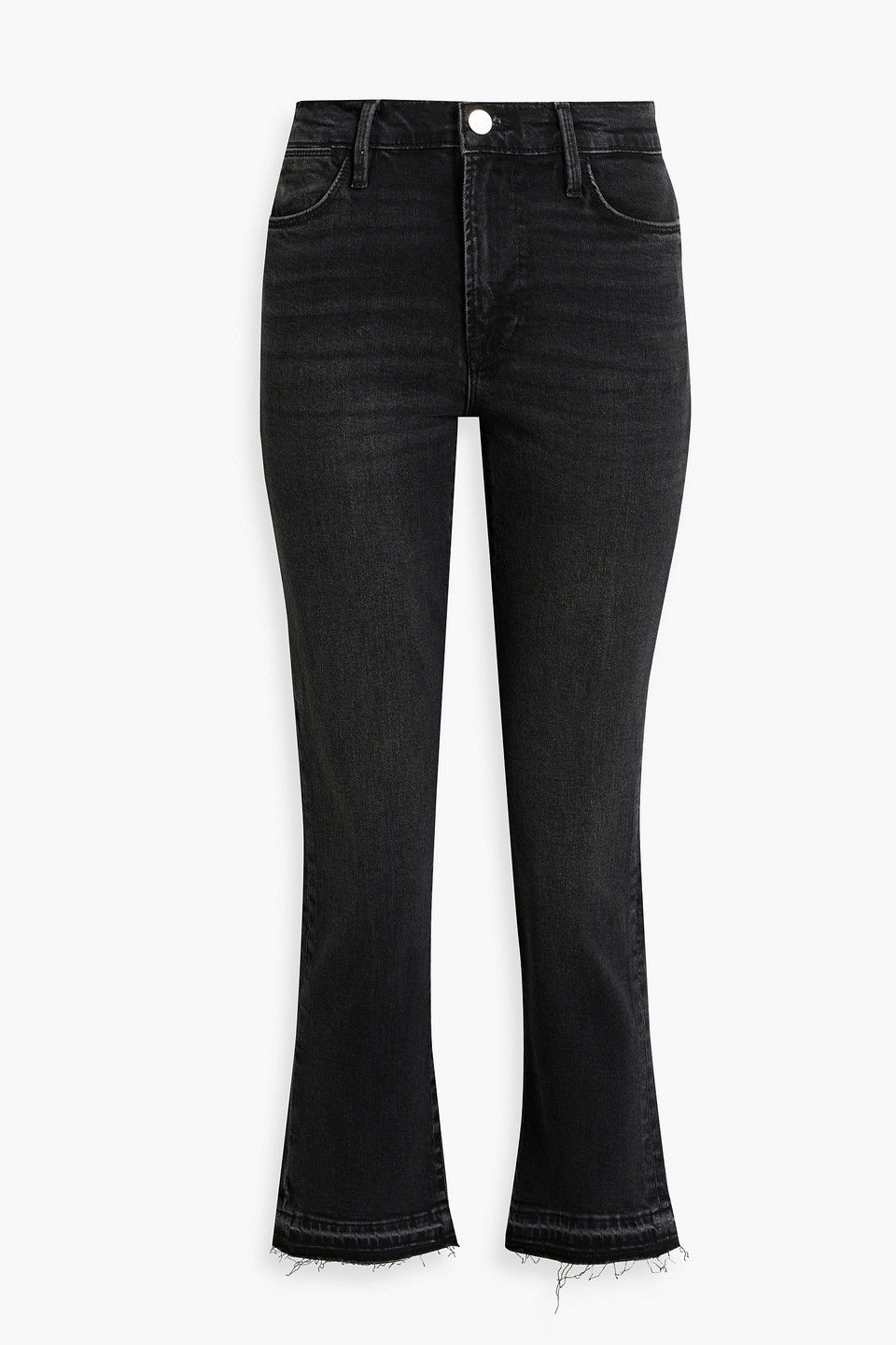 FRAME Le High Straight Cropped High-Rise Straight-Leg Jeans in Black ...