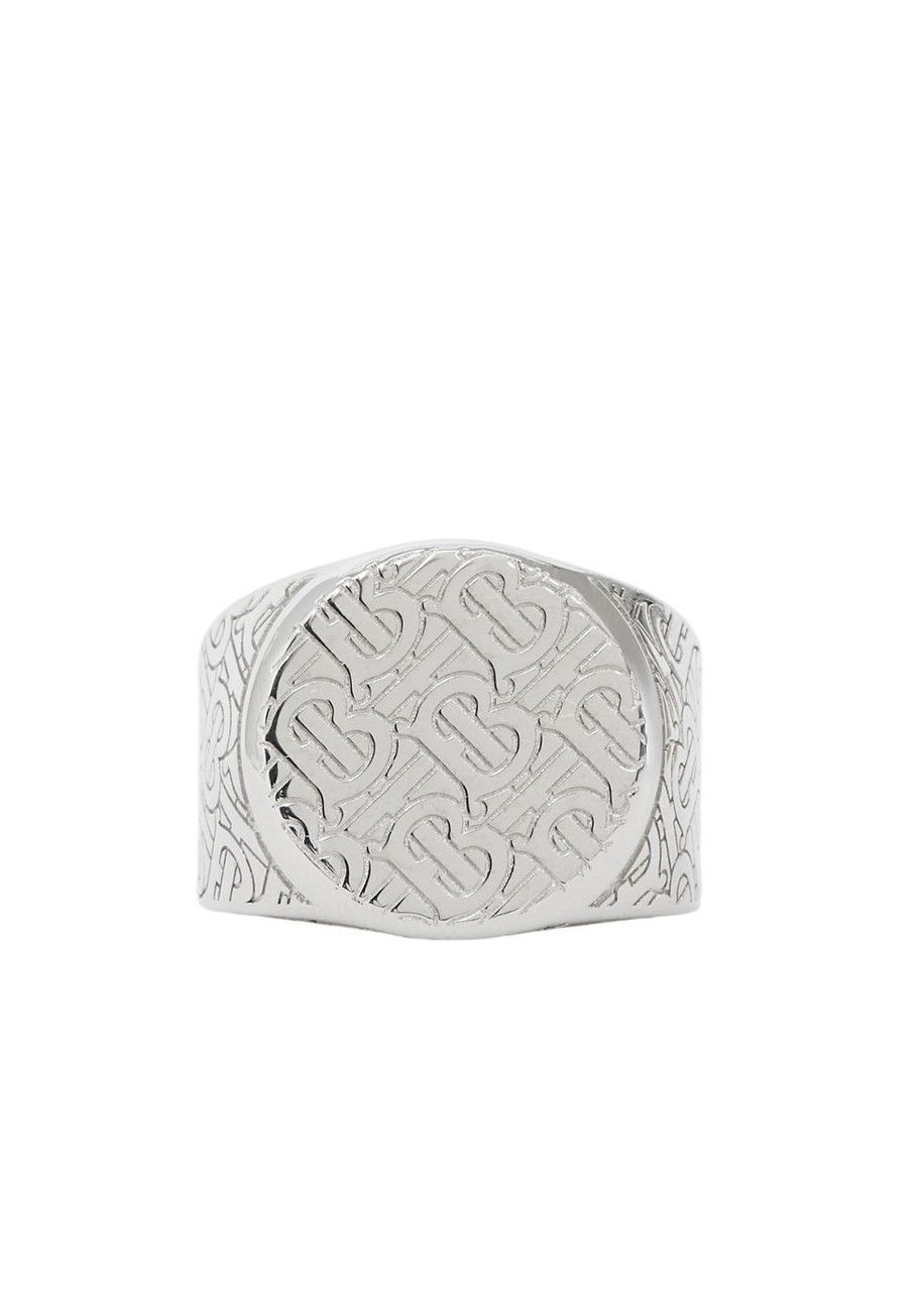 BURBERRY Monogram Motif Palladium-Plated Signet Ring | endource