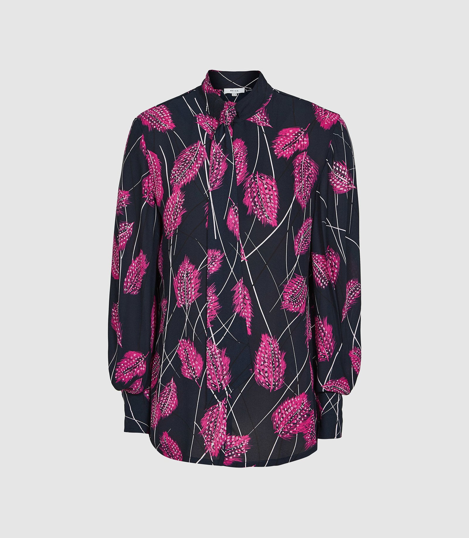 REISS Lily Feather Printed Blouse | endource